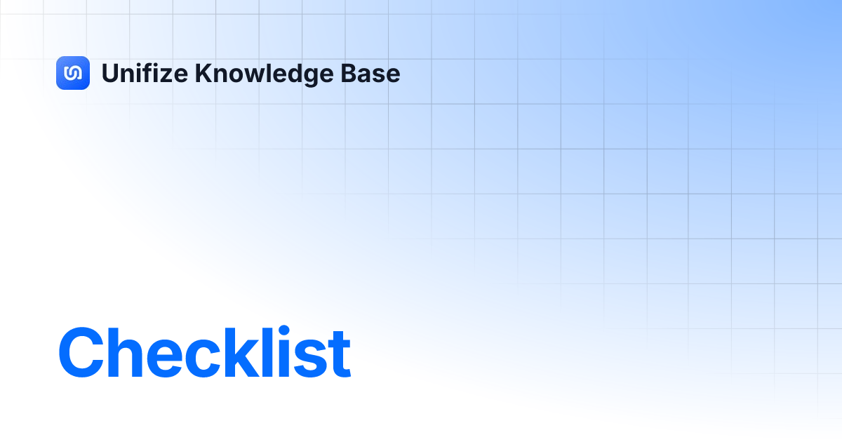 Checklist | Unifize Knowledge Base