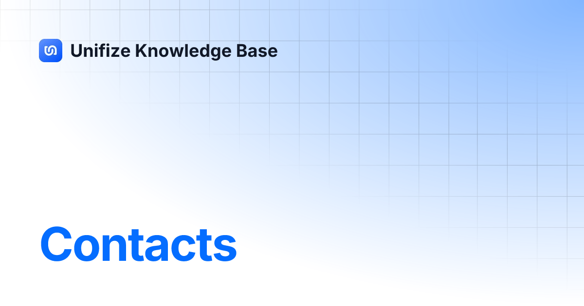 Contacts | Unifize Knowledge Base