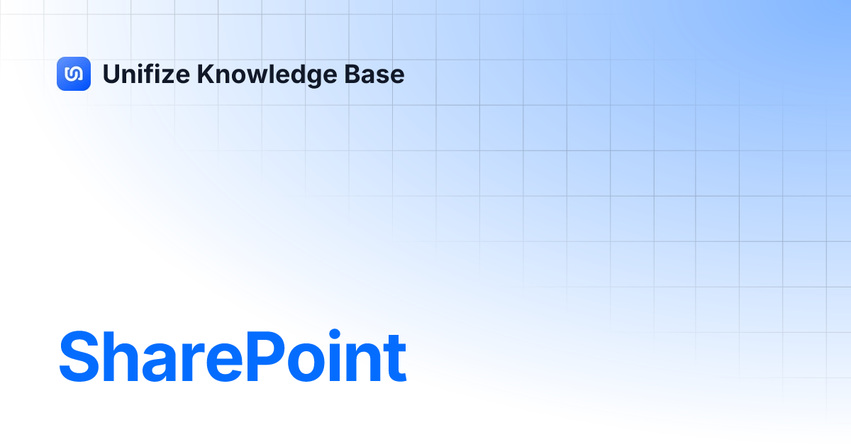 SharePoint | Unifize Knowledge Base